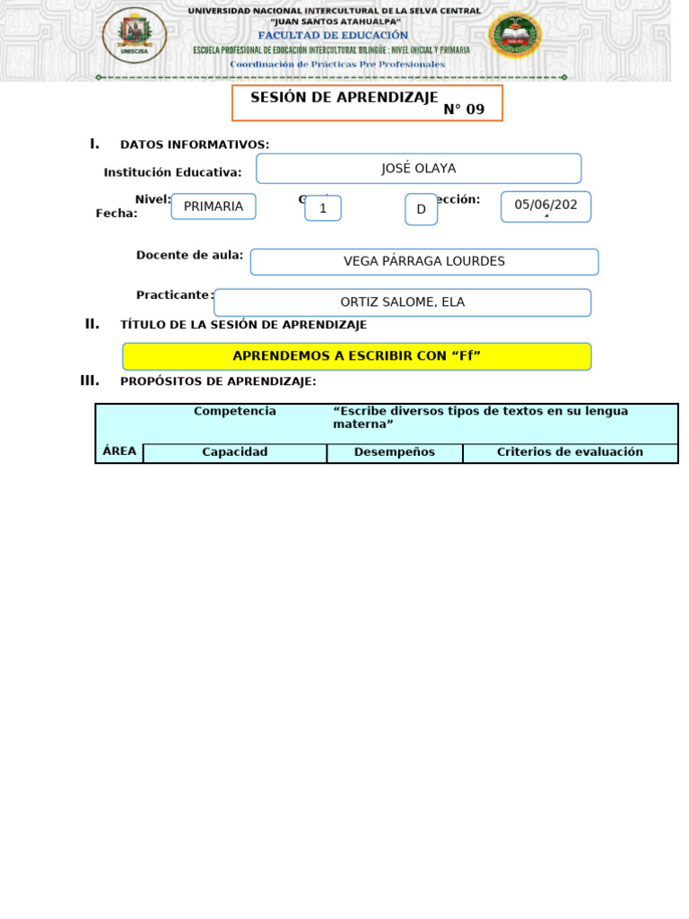 Sesión de Aprendizaje - 09 | PDF | Aprendizaje | Maestros