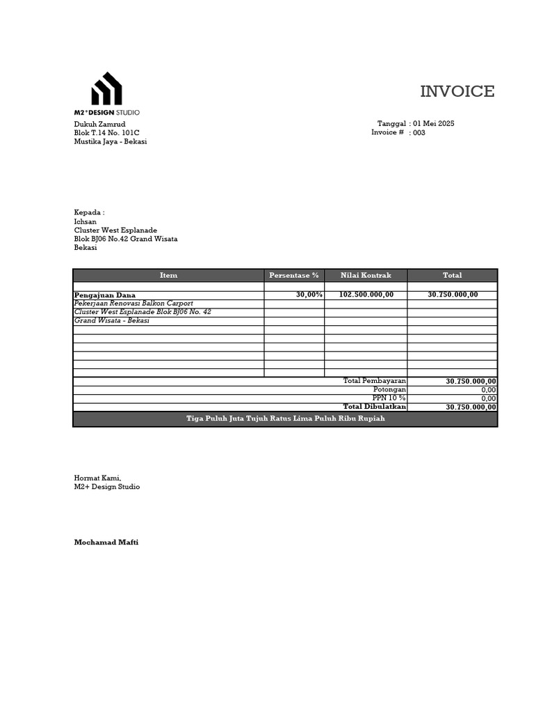 Salinan Dari Service Invoice With Tax Calculations2 | PDF