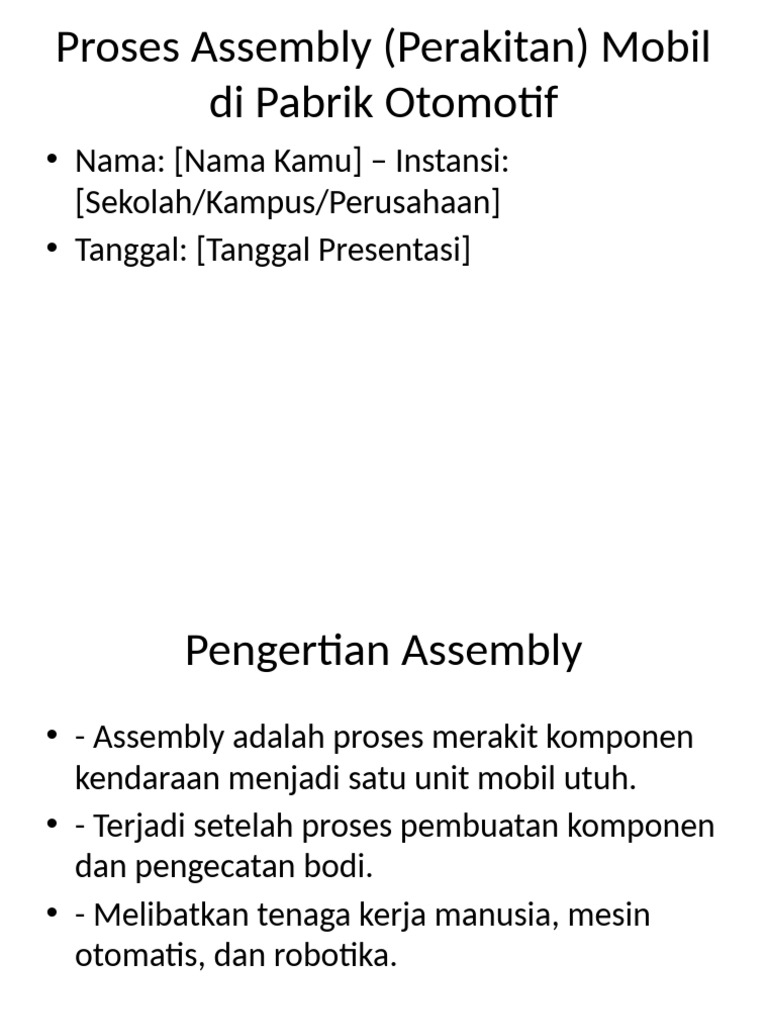 Assembly Mobil Pabrik Dengan Diagram | PDF