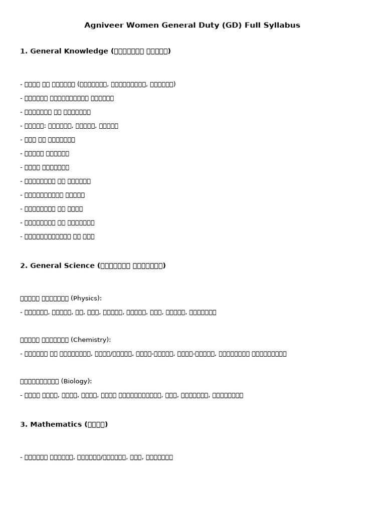 Agniveer Women GD Syllabus | PDF