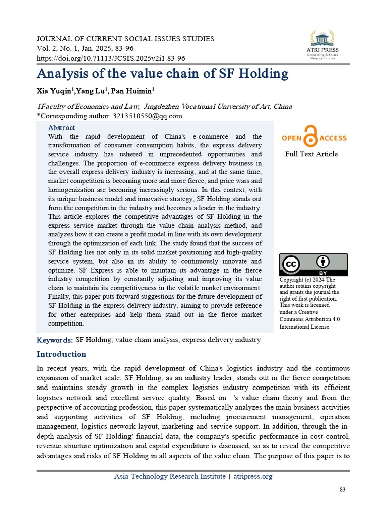 SF Holding Value Chain Analysis | PDF | Supply Chain | Logistics