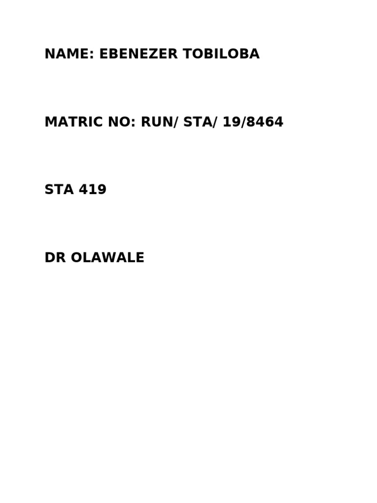 Ebenezer Tobiloba Ayomide | PDF | Statistical Theory | Statistical Analysis