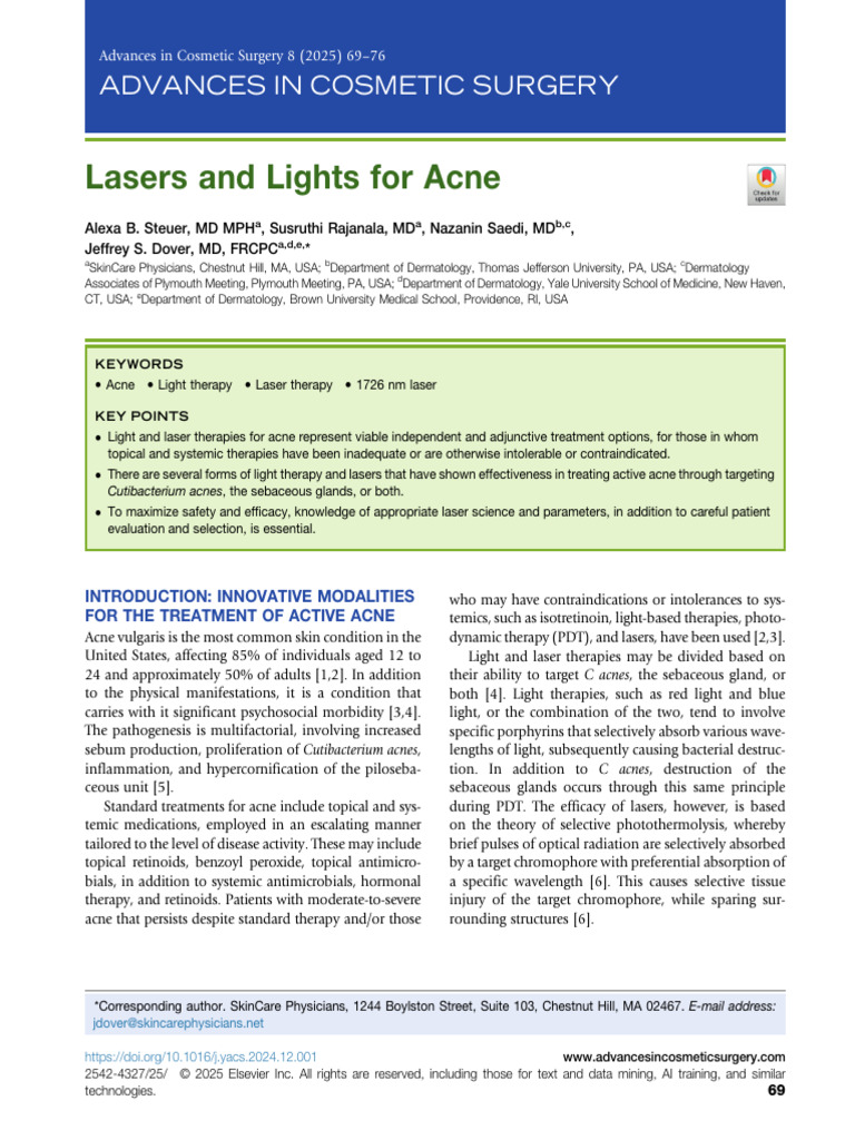 Lasers and Lights For Acne | PDF | Laser | Clinical Medicine