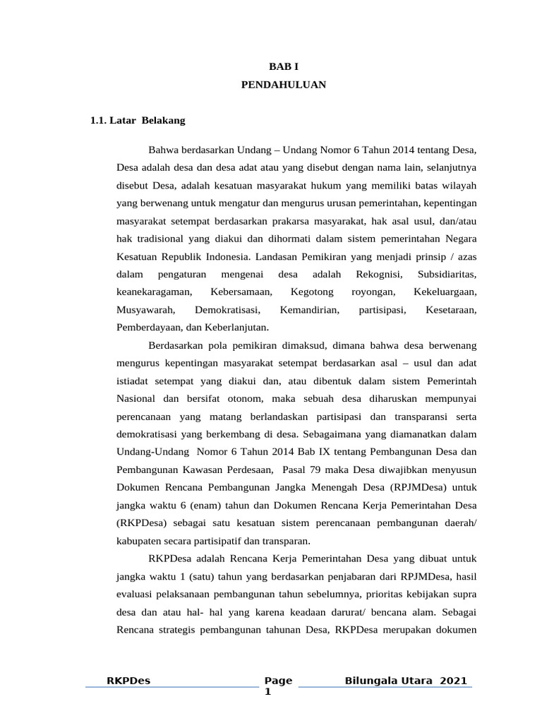 1.draf Dokumen Rkpdes 2021 Ojt Terbaru | PDF