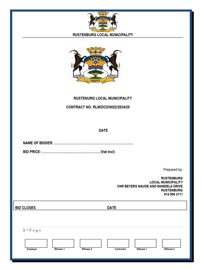 Rustenburg Municipality Fencing Tender 2024 | PDF | Specification ...