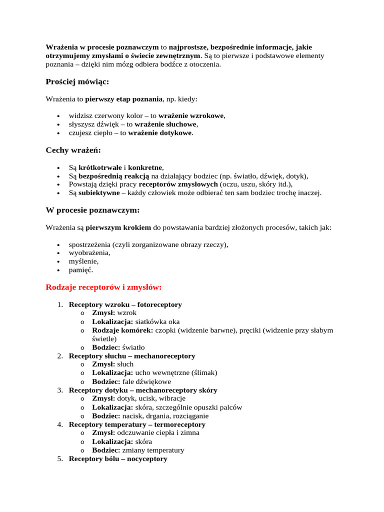 Procesy Poznawcze | PDF