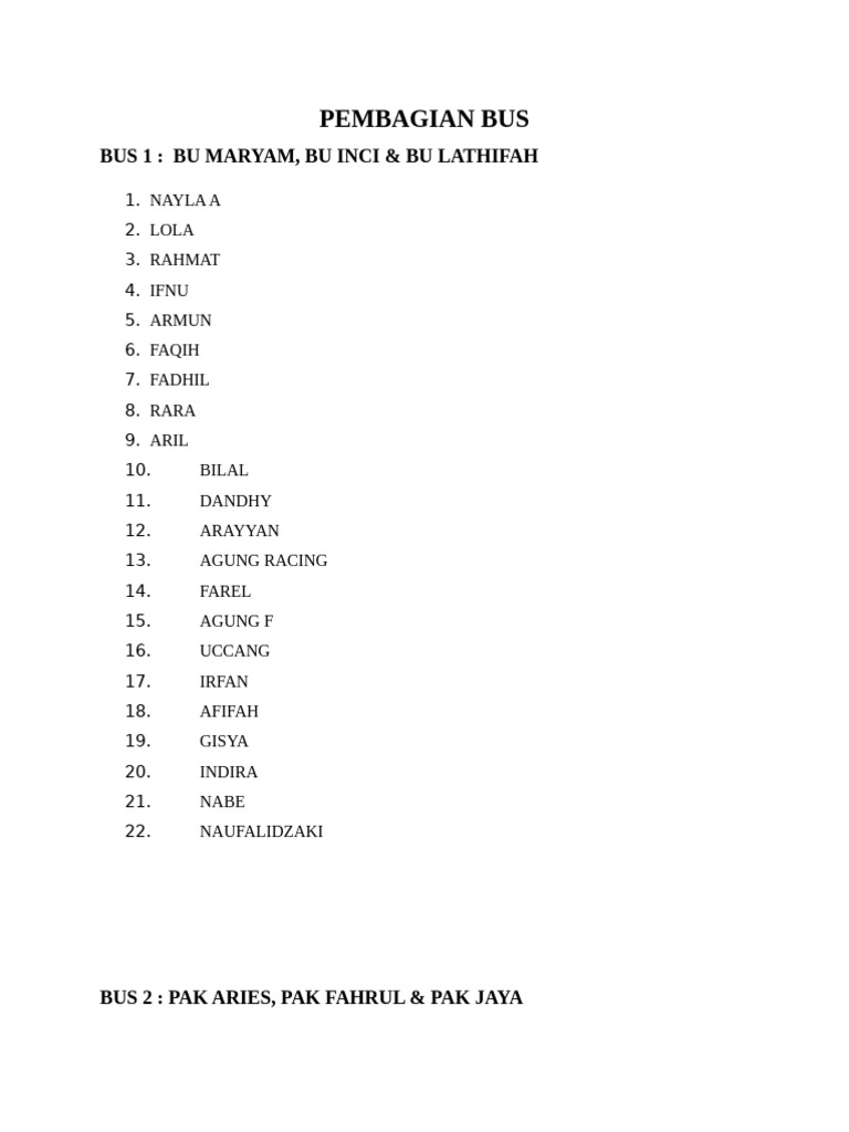 Pembagian Bus | PDF