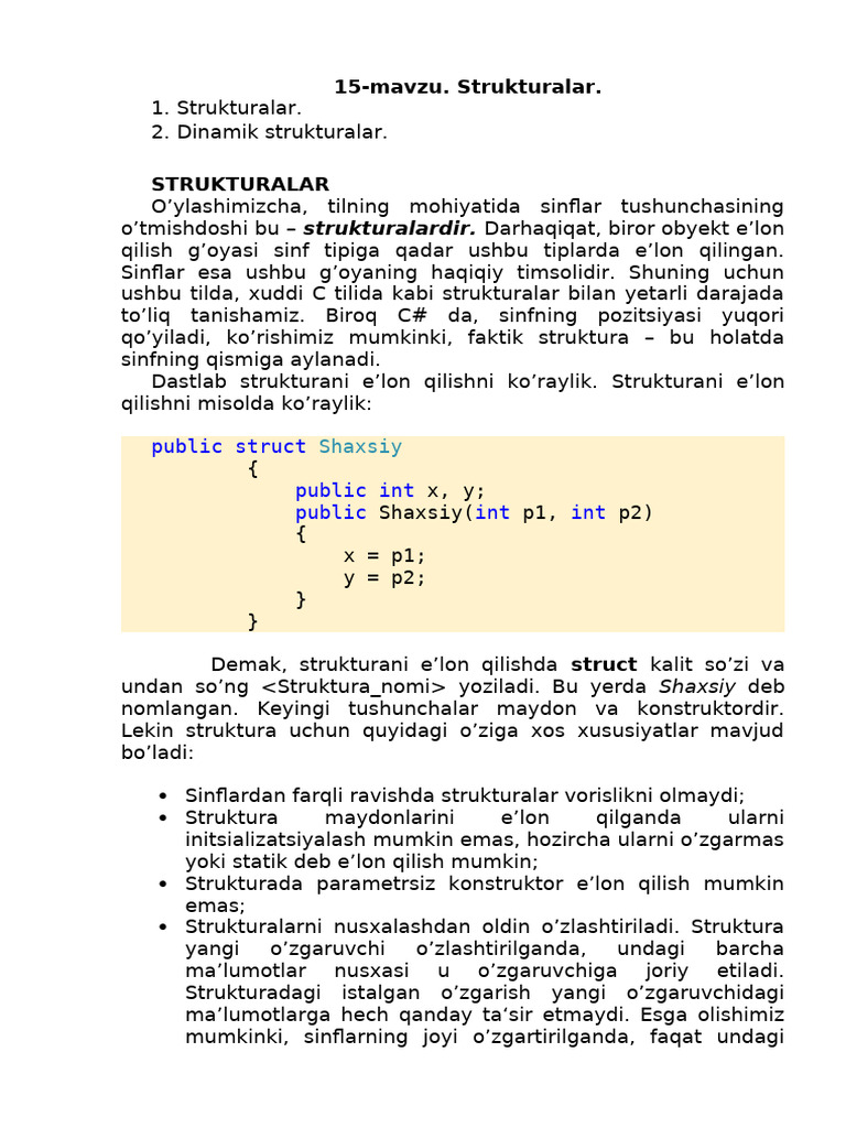 18 - Maruza Strukturalar | PDF