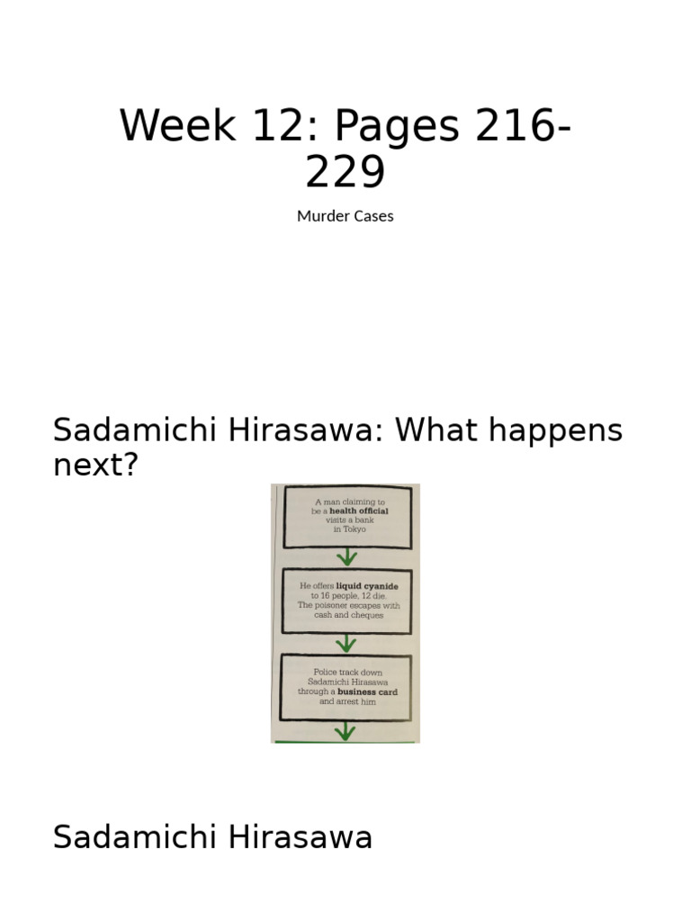 Week 12. The Crime Book. Student. Read Pages 216-229 and Answer The PPT ...