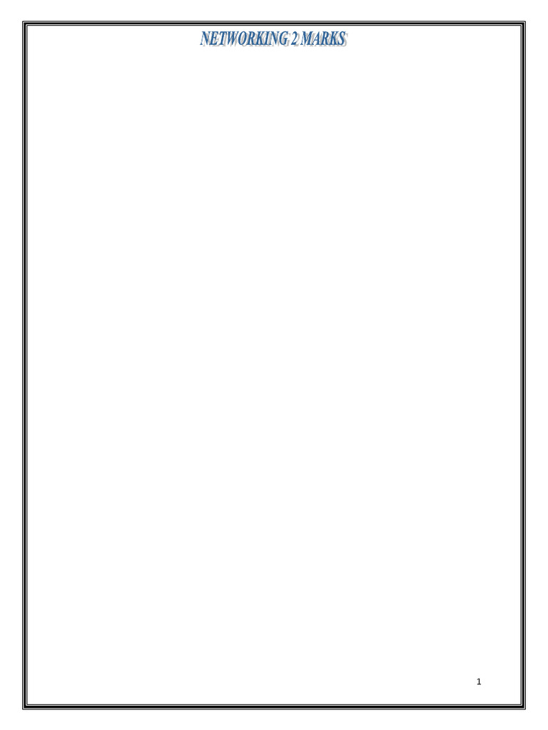 Networking 2 Marks Questions | PDF | Computer Network | Communication