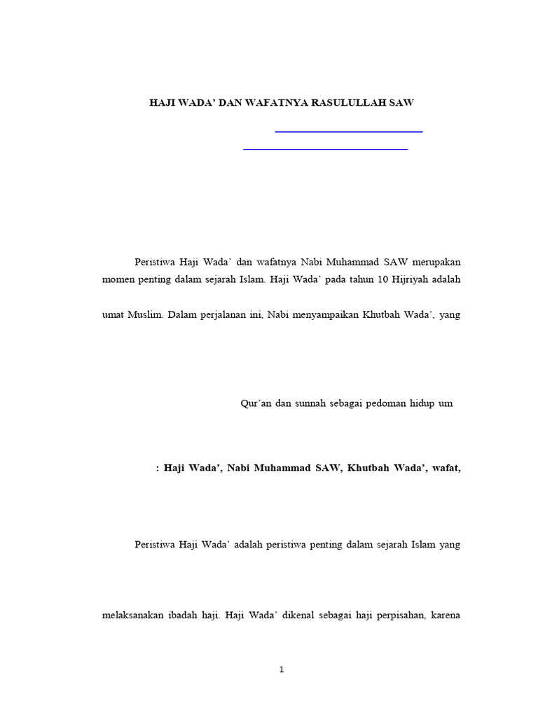 Haji Wada' Dan Wafatnya Rasulullah Saw-1 | PDF