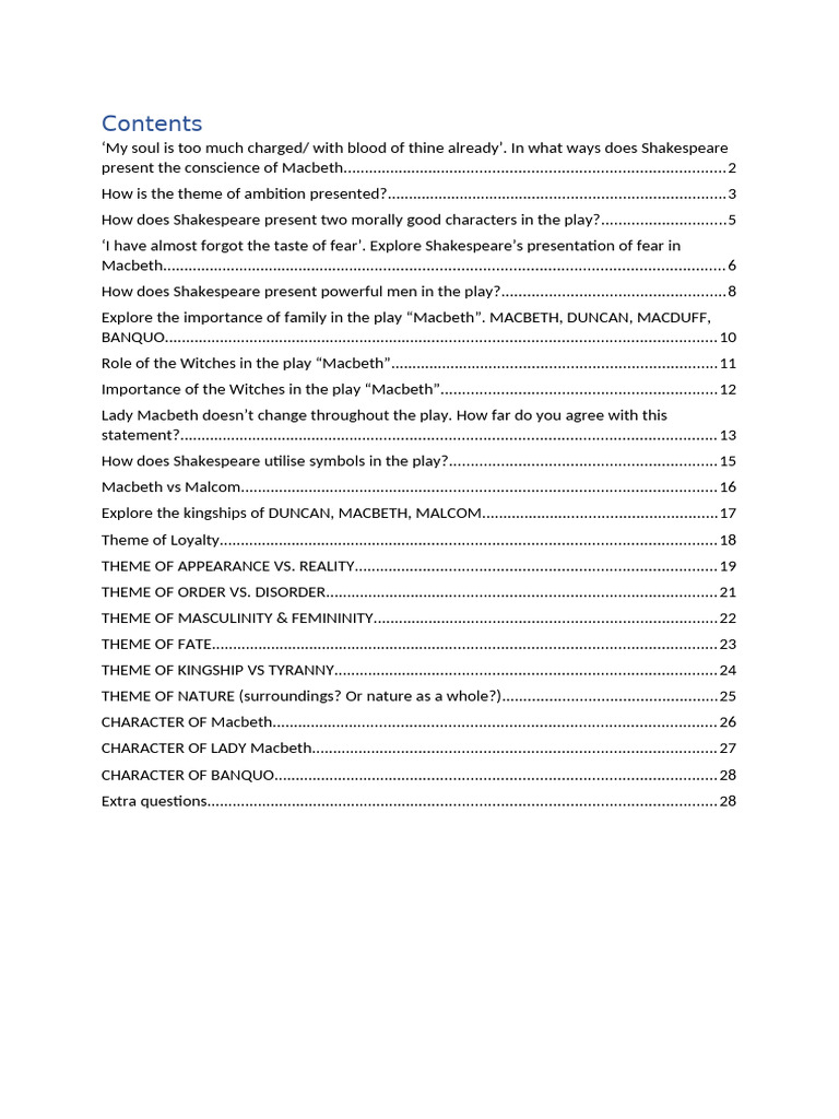 Macbeth Questions and Answers | PDF | Macbeth | Shakespearean Tragedies