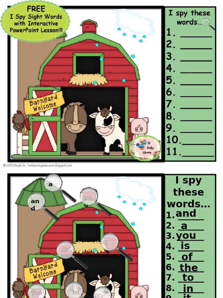 I Spy Sight Words Game Activities | PDF