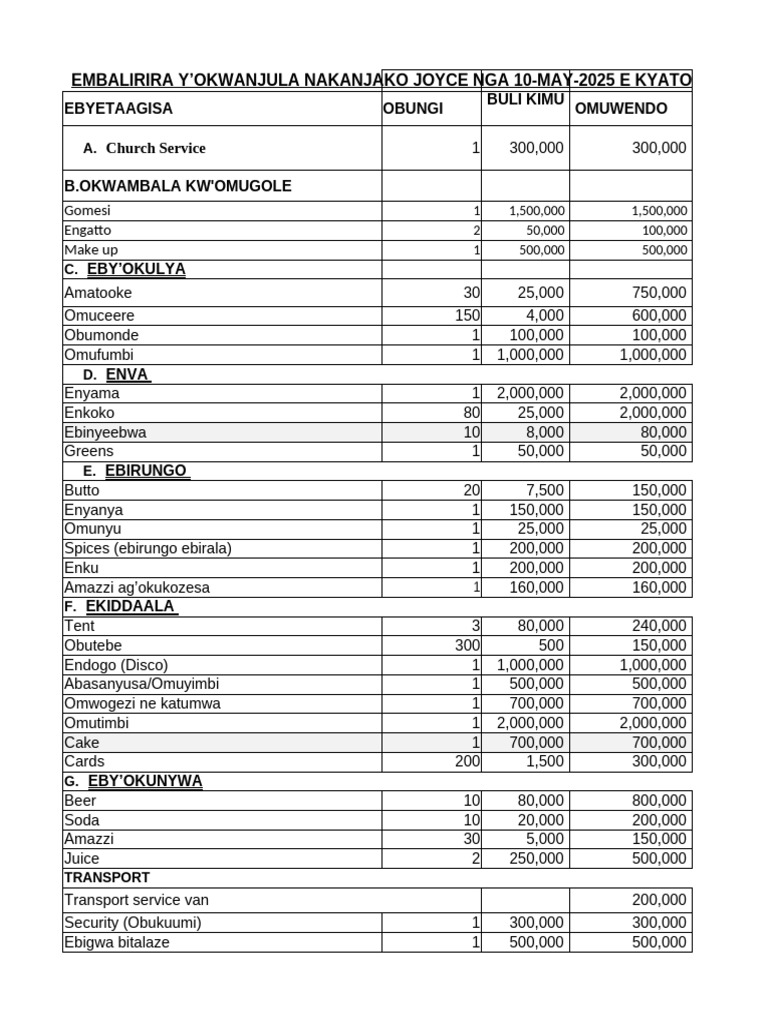 Nakanjako's Introduction Budget 1 | PDF