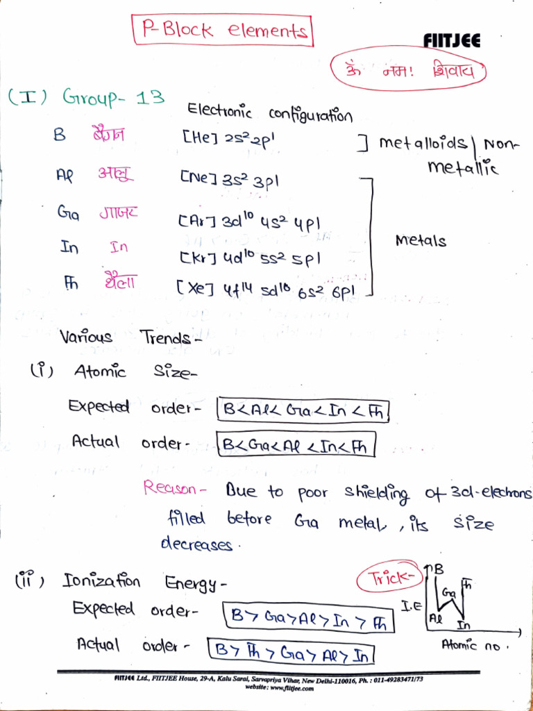 P Block Notes (JEE Mains) | PDF