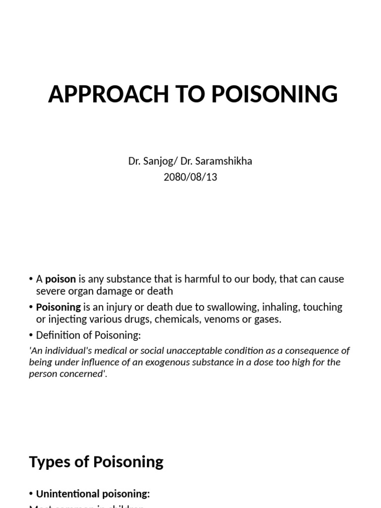Approach To Poisoning | PDF | Poison | Coma