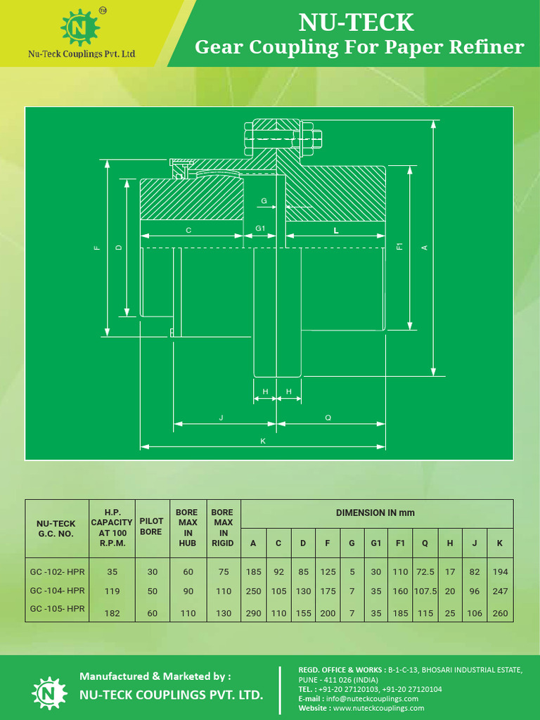 Nu-Teck Gear Coupling For Paper Refiners | PDF