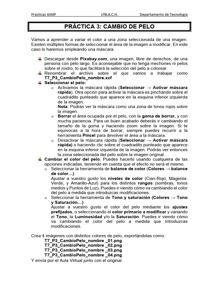 Cambio de Color de Pelo en GIMP | PDF | Color | Matiz