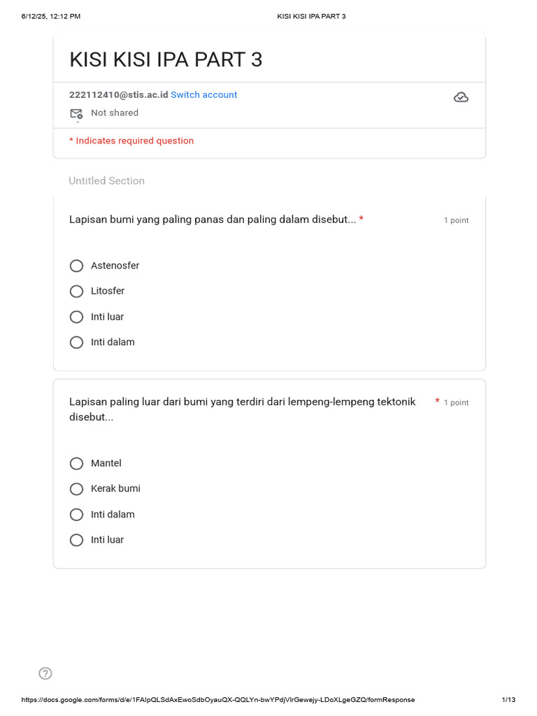 Kisi Kisi Ipa Part 3 | PDF