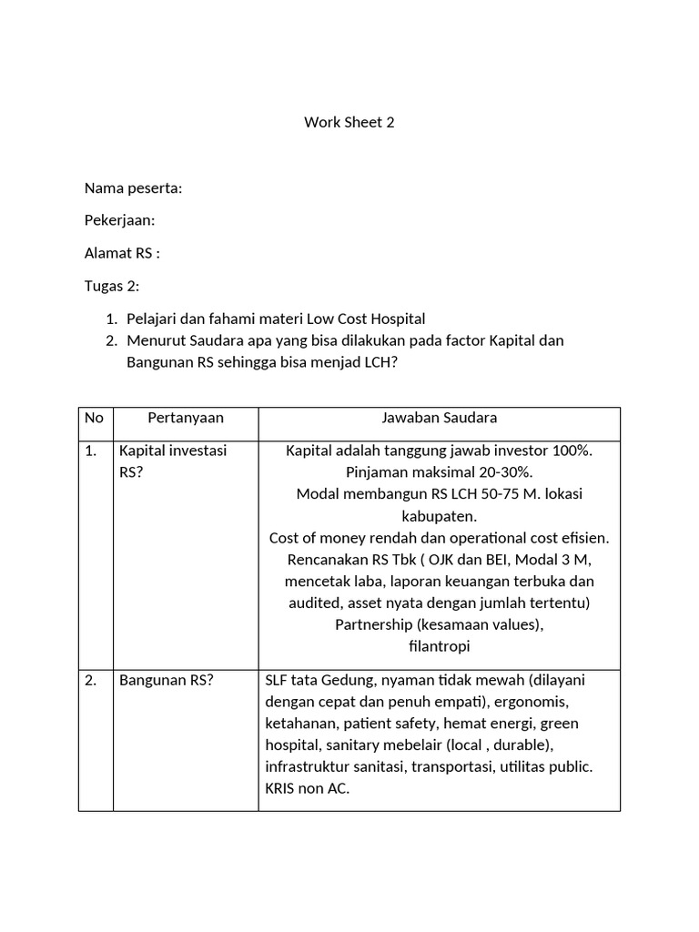 Work Sheet 2 LCH | PDF