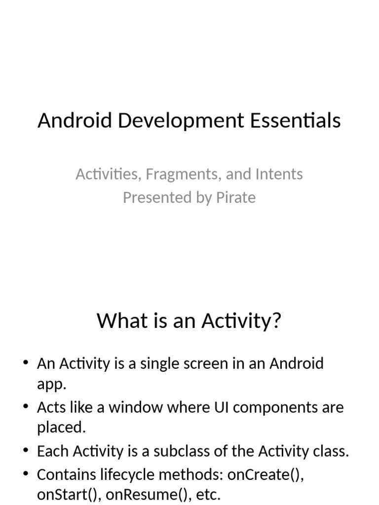 Android Activities Fragments Intents Presentation | PDF