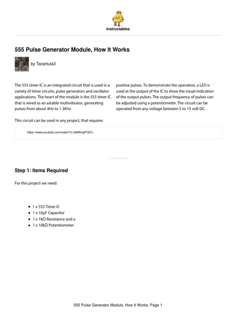 Gide of Ic 555 Timer 555-Pulse-Generator-Module-How-It-Works | PDF ...
