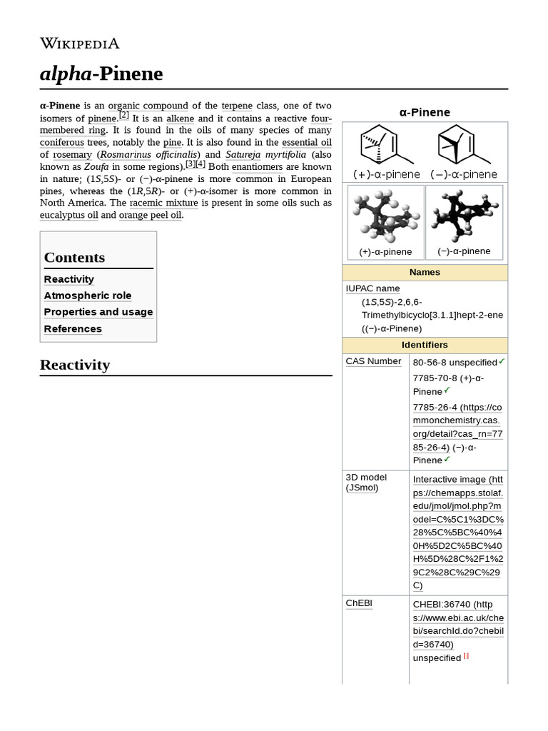 A Complete Description of The Compound Alpha-Pinene | PDF | Chemical ...