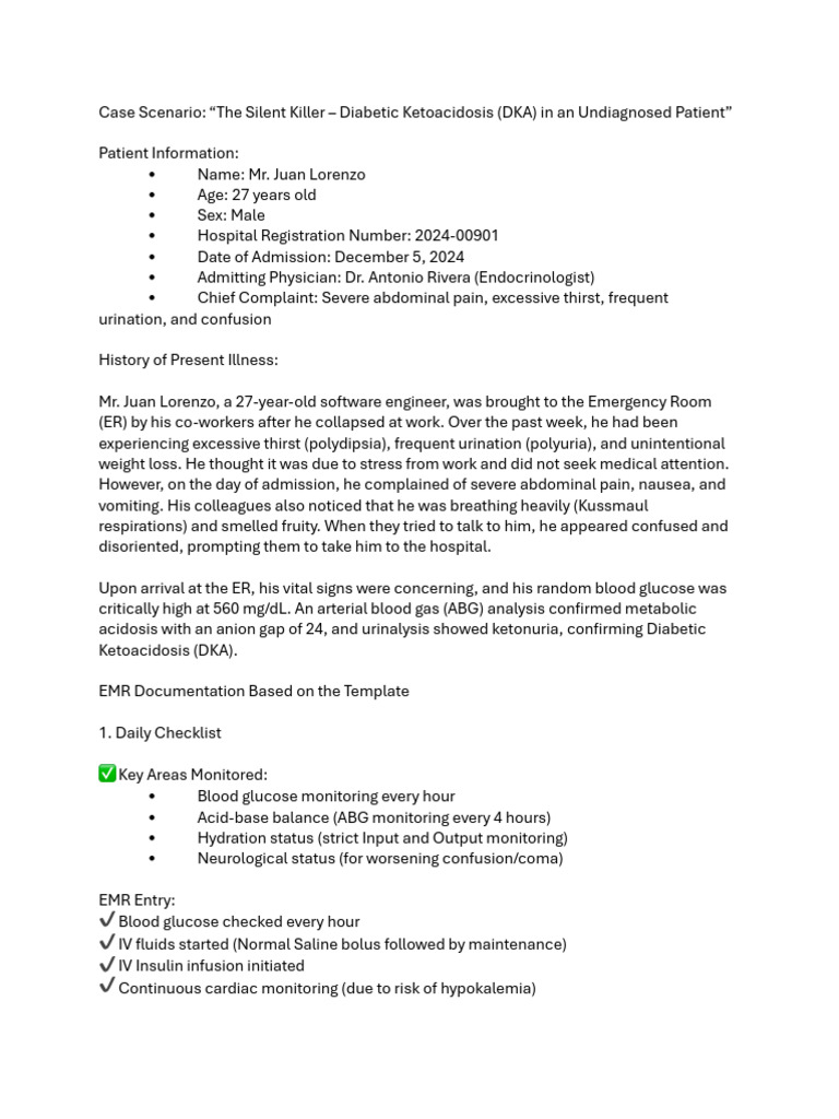 Case Scenario For EMR Documentation Patient 3 | PDF | Medical Specialties | Clinical Medicine