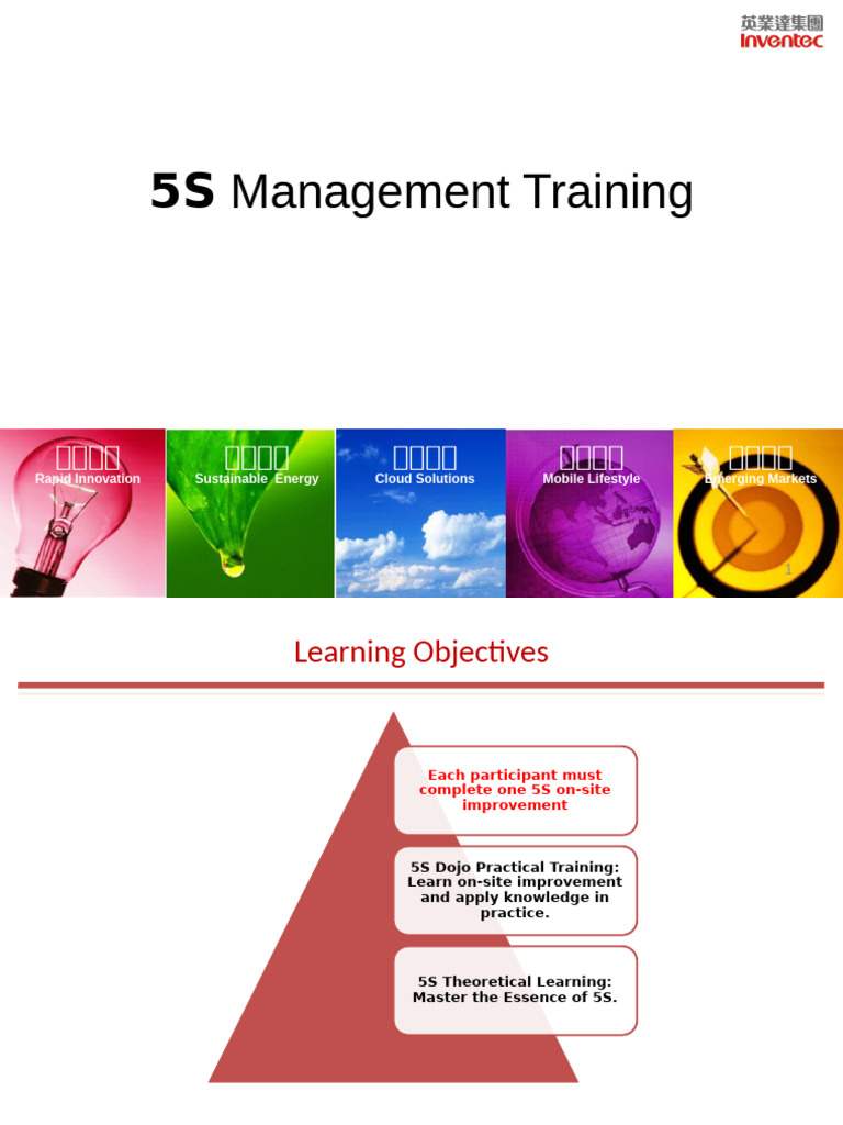 5S-Workshop Basic Management Training | PDF | Waste | Lean Manufacturing