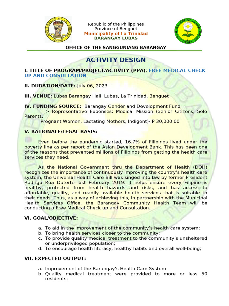 Activity Design - Medical Consultation | PDF | Health Care
