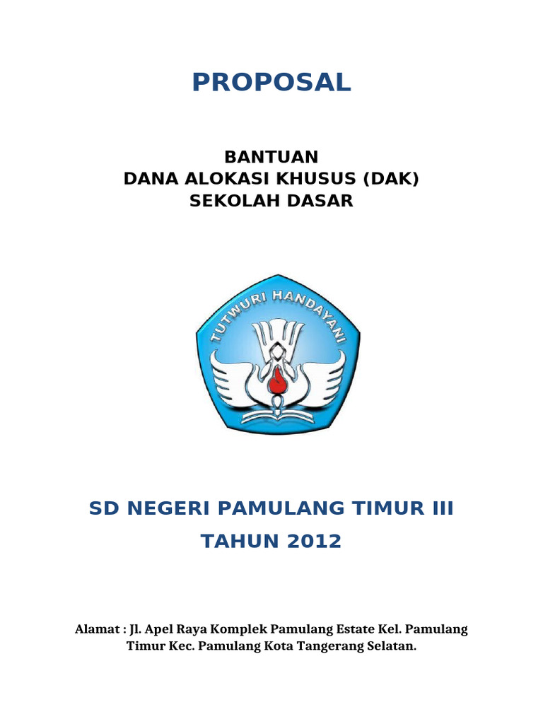 Proposal Kegiatan DAK SD Pamulang Timur III | PDF