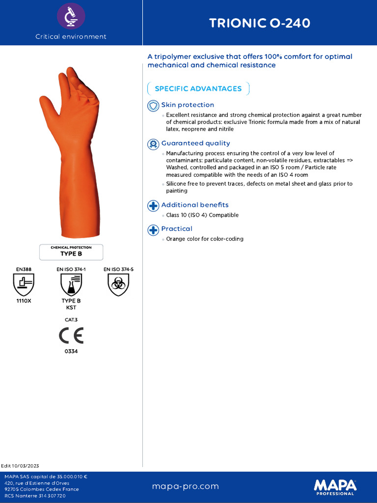 MAPA Data Sheet Trionic O-240 CA | PDF | Materials