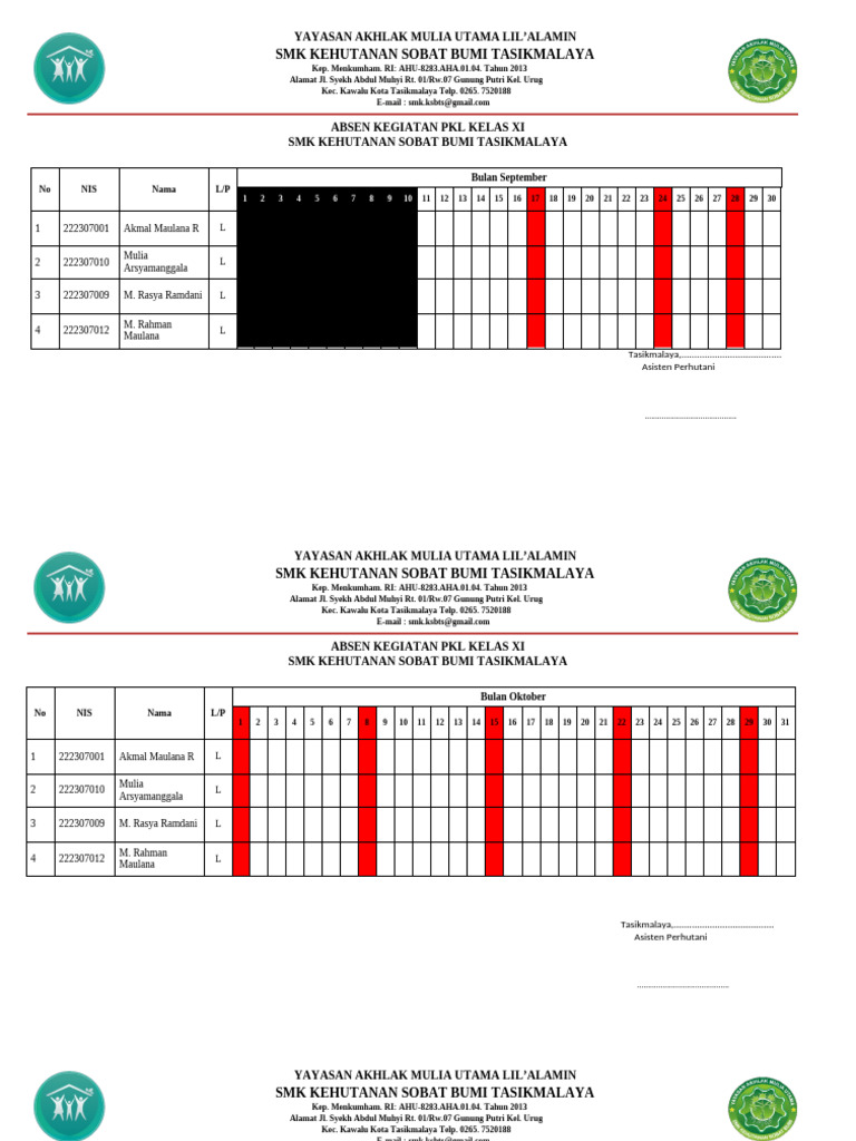 Absen PKL Cikatomas | PDF
