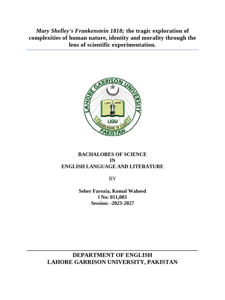 Exploring Ethics in Frankenstein's Creation | PDF | Frankenstein ...