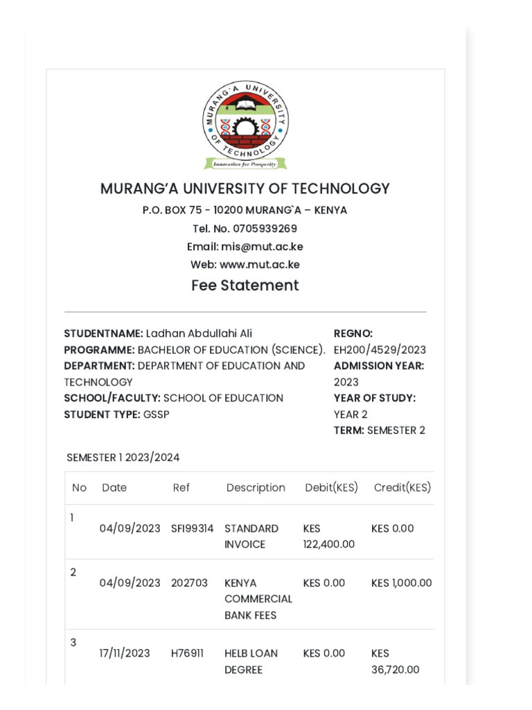 Murang'a University of Technology | PDF | Debits And Credits | Business