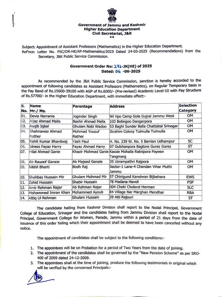 Appointment - AP (Maths, HED) | PDF | Government