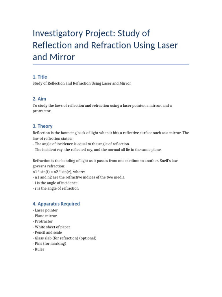 Laser Reflection Project | PDF