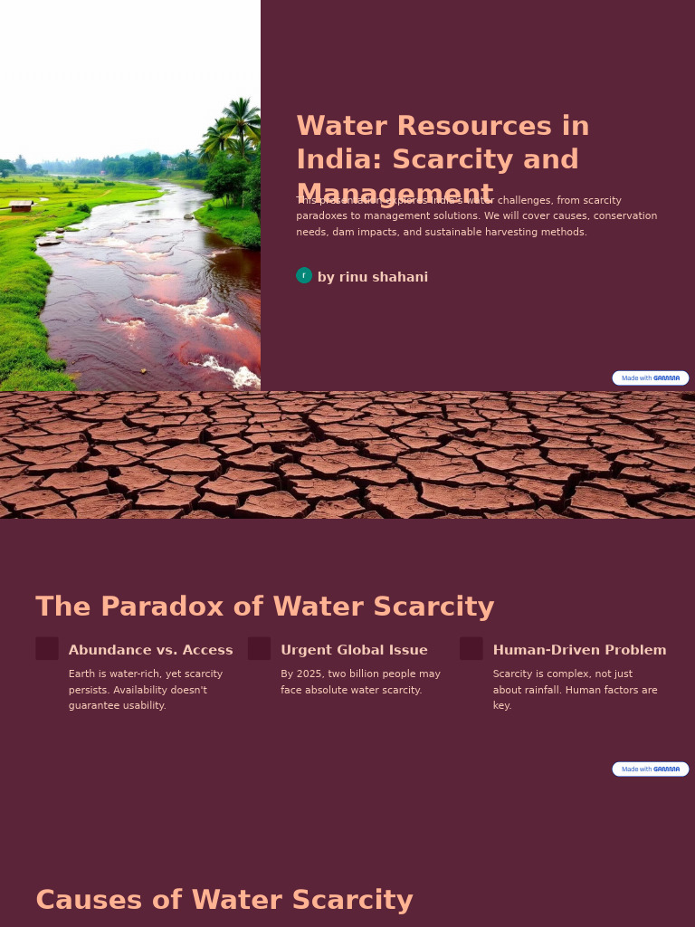 Water Resources in India Scarcity and Management | PDF | Water Scarcity ...
