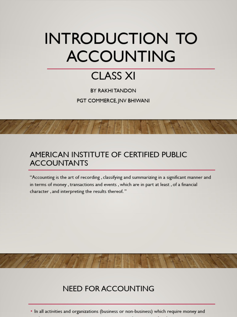 Introduction to Accounting Class 11 | PDF | Expense | Debits And Credits