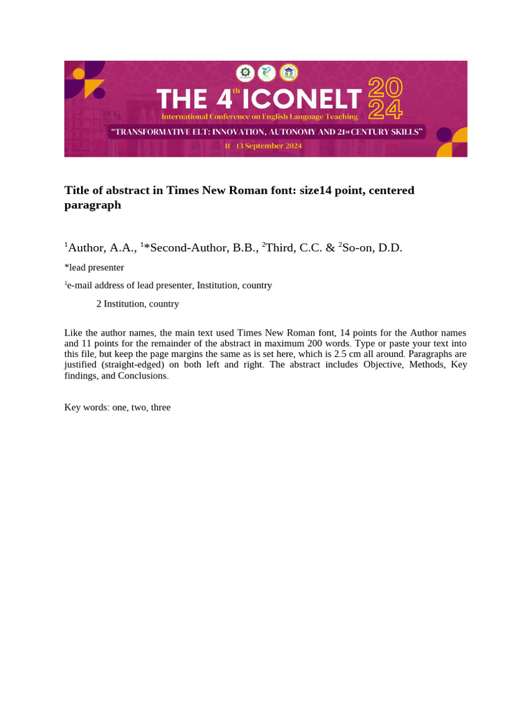Abstract Template Iconelt 2024 | PDF