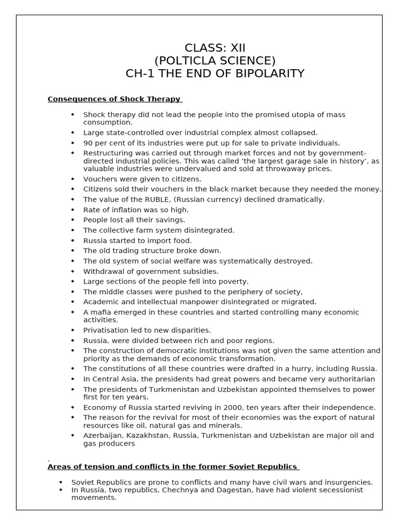 Ch-1 The End of Bipolarity 1 | PDF | Post Soviet States | Central Asia