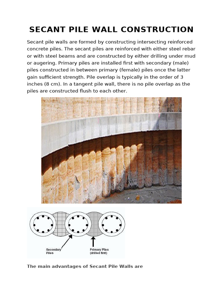 Secant Pile Wall Construction | PDF | Deep Foundation | Architectural Elements