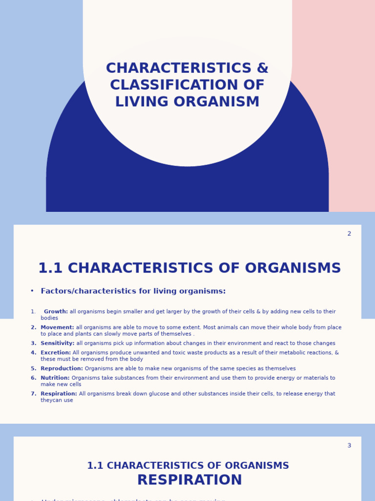 Characteristics & Classification of Living Organisms Notes | PDF ...