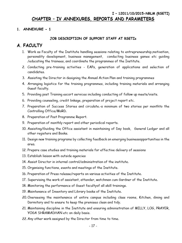 RSETI Support Staff Job Vacancies | PDF