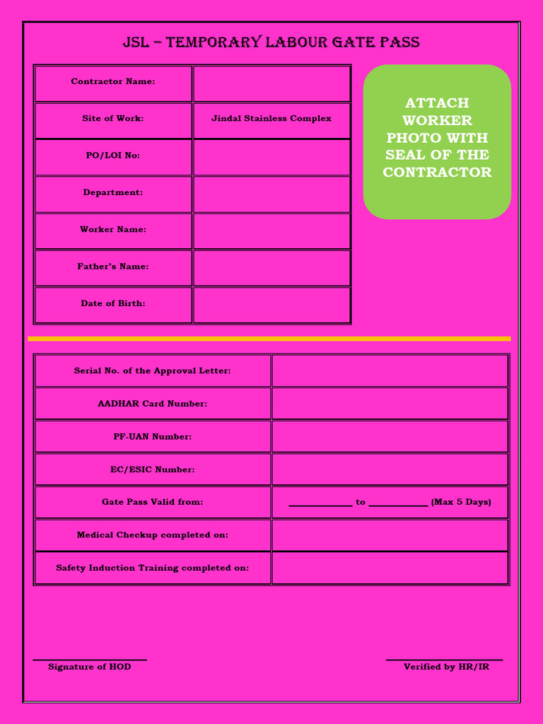 Temporary Gate Pass | PDF