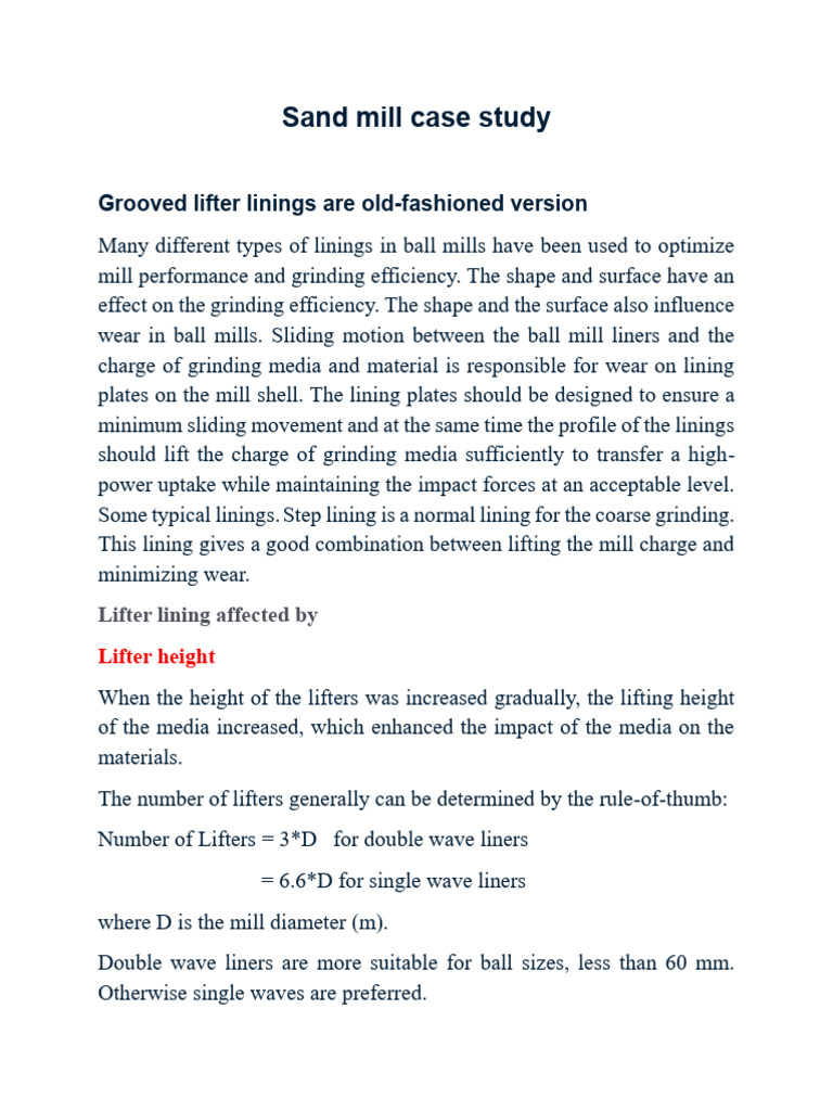 Sand Mill Case Study | PDF | Mill (Grinding) | Grinding (Abrasive Cutting)