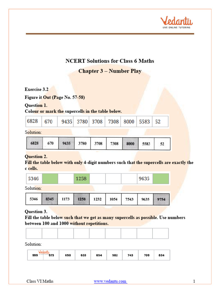 Ncert Solutions Class 6 Maths Chapter 3 Exercise 3 2 | PDF