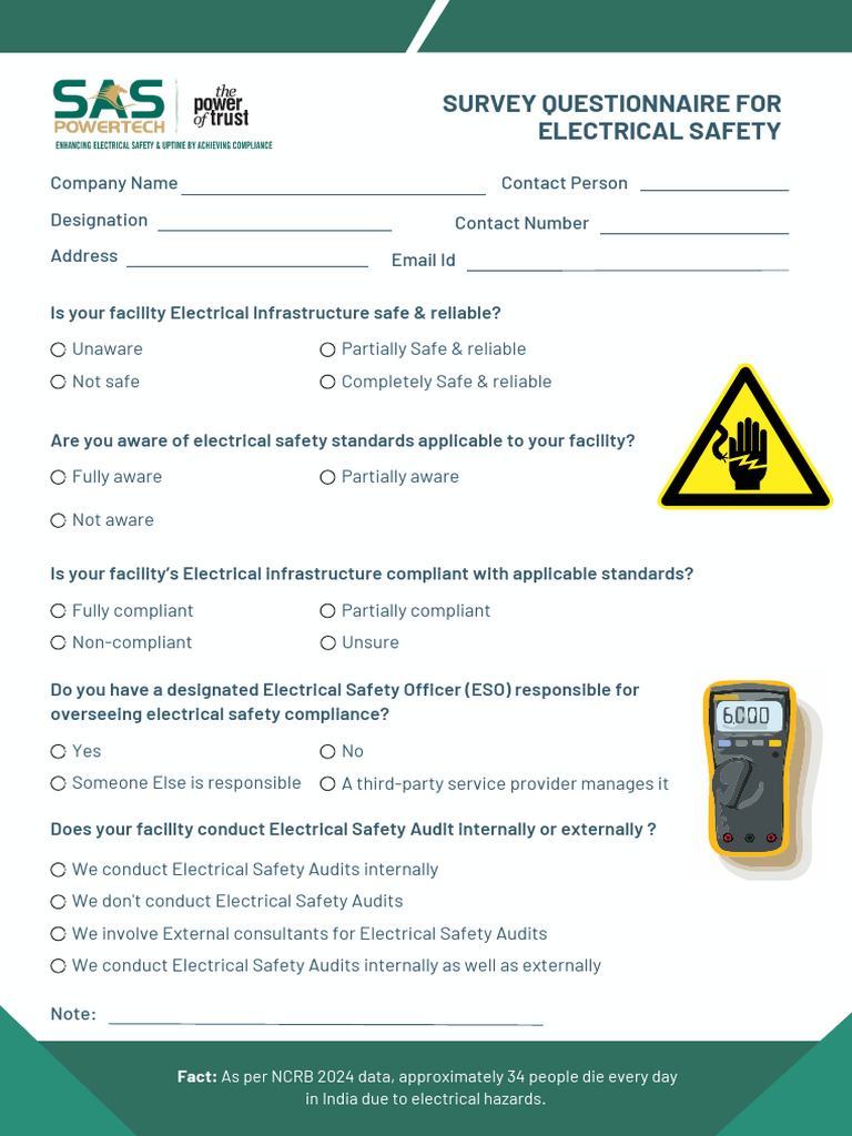 Survey Questionnaire For Electrical Safety Final | PDF | Audit