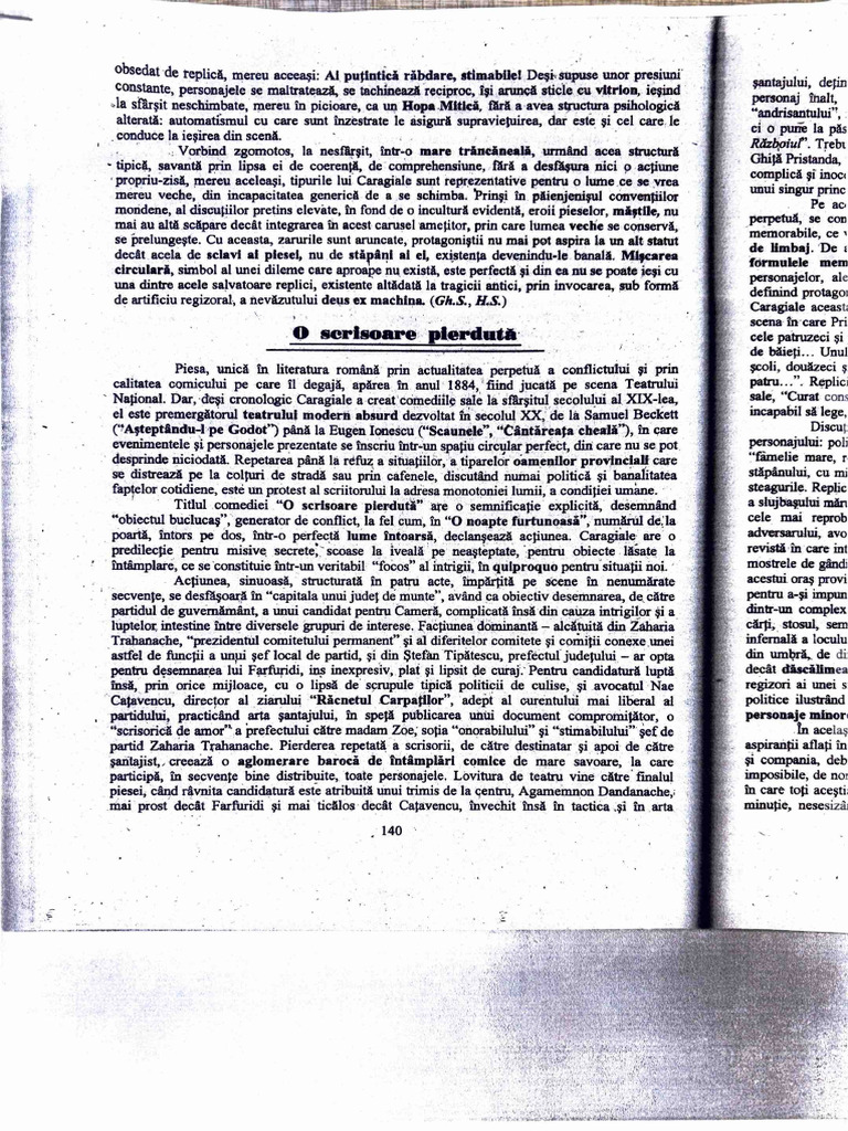 O Scrisoare Pierduta | PDF