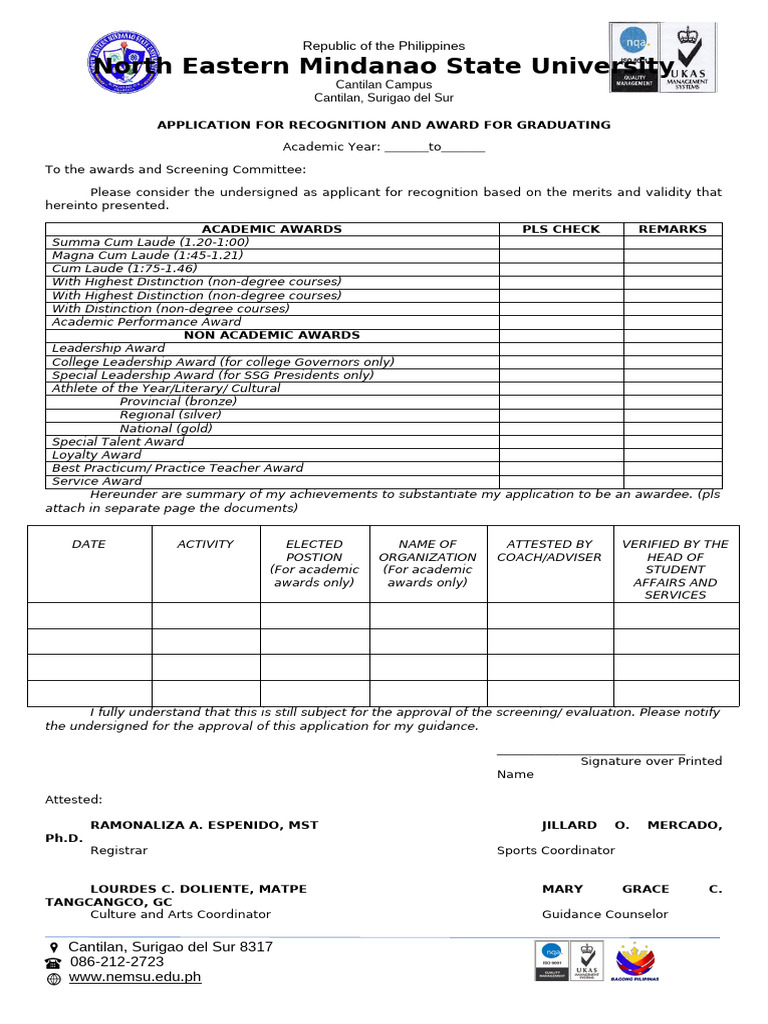 Awards For Graduating Students 1 | PDF | Educational Stages | Academia